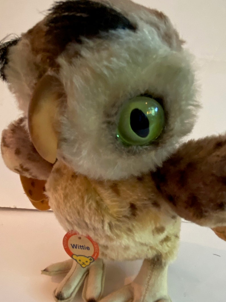 Steiff Wittie Owl 10 Inches Tall Bright Green Glass Eyes - Etsy