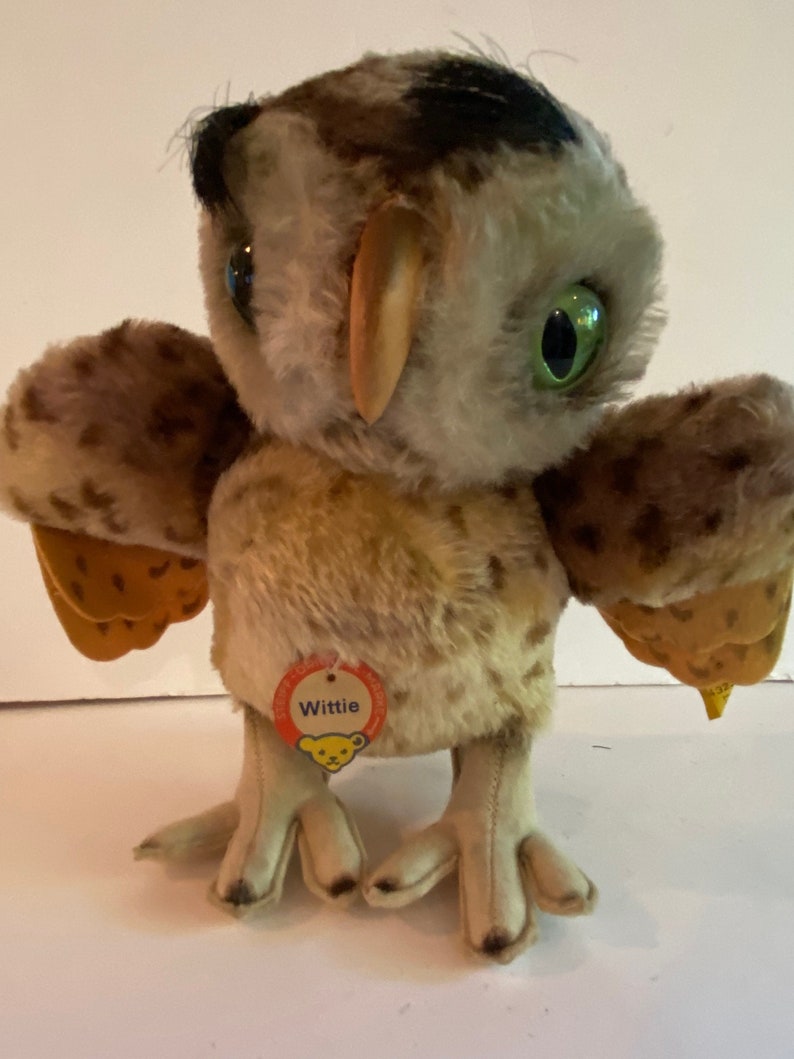 Steiff Wittie Owl 10 Inches Tall Bright Green Glass Eyes - Etsy