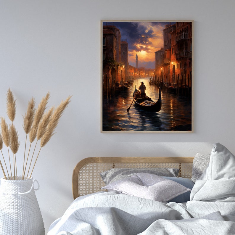 Dusky Waters: Love in a Venetian Gondola Wall Art Printable Wall Art ...