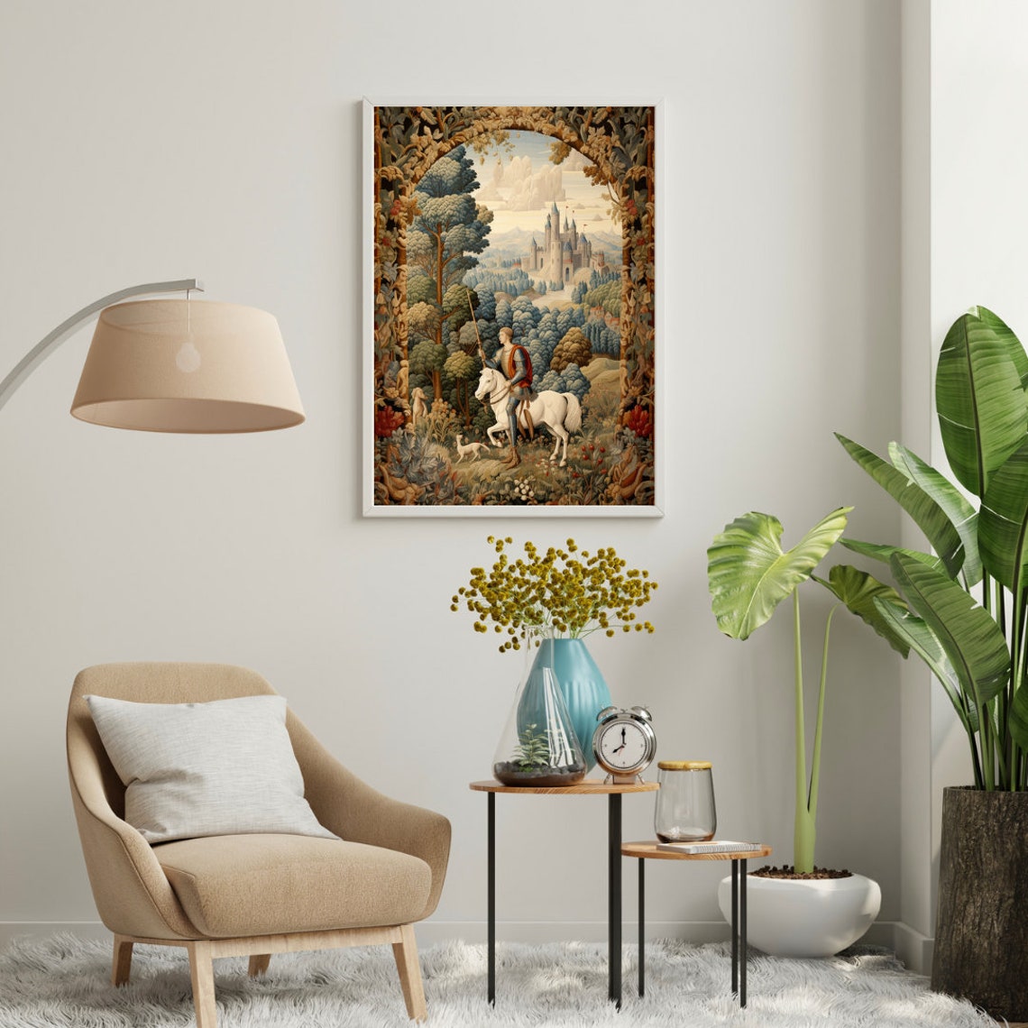 Classic Medieval Hunting Scene Tapestry | Wall Art | Printable Wall Art ...