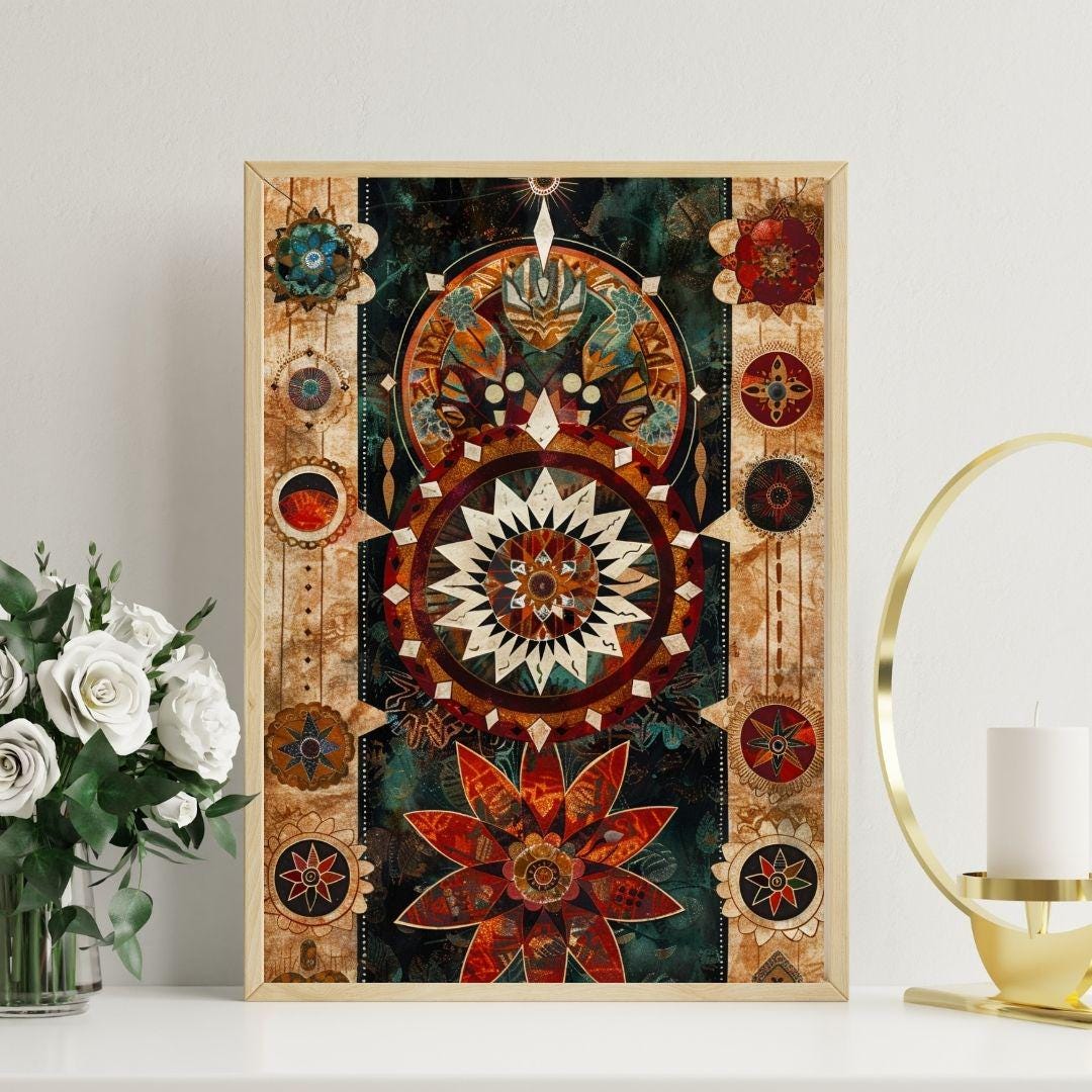 Earthbound Heritage: Tribal Symbols in Natural Hues | Wall Art ...