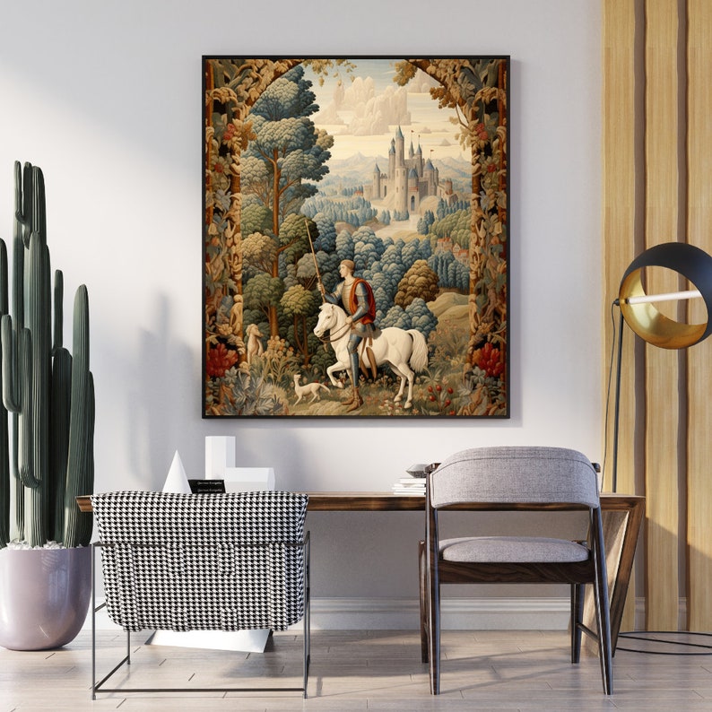 Classic Medieval Hunting Scene Tapestry | Wall Art | Printable Wall Art ...