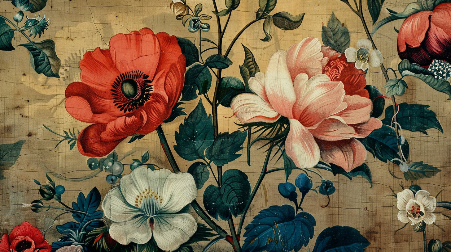 Vintage Floral Art Paintings Screensaver for Tvs Bundle Flower ...