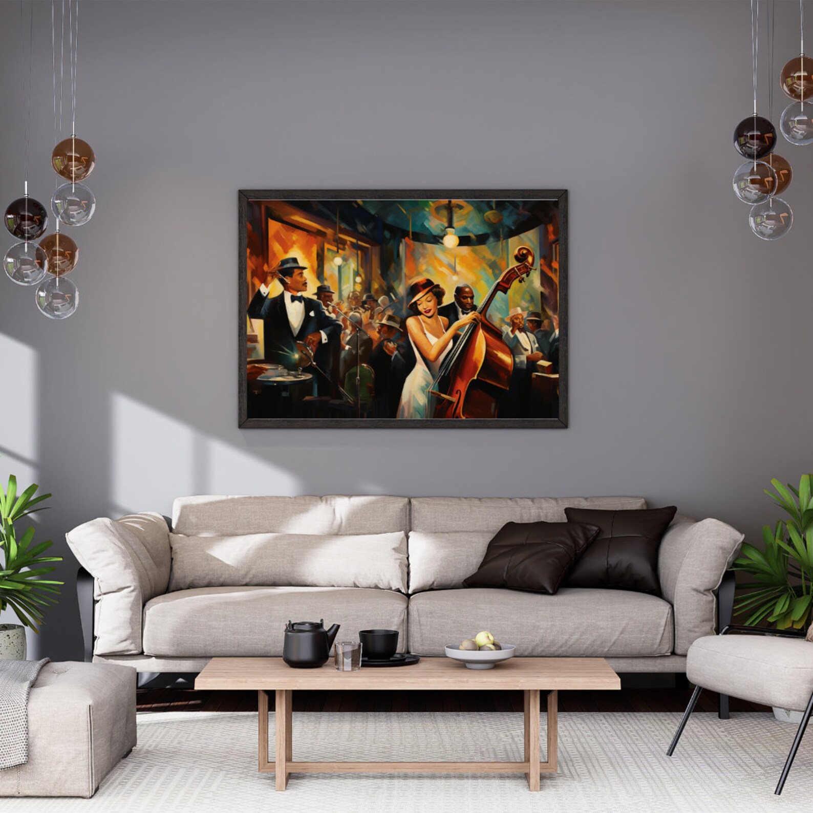 Swinging Nights: Expressionist Jazz Club Painting Wall Art Printable ...
