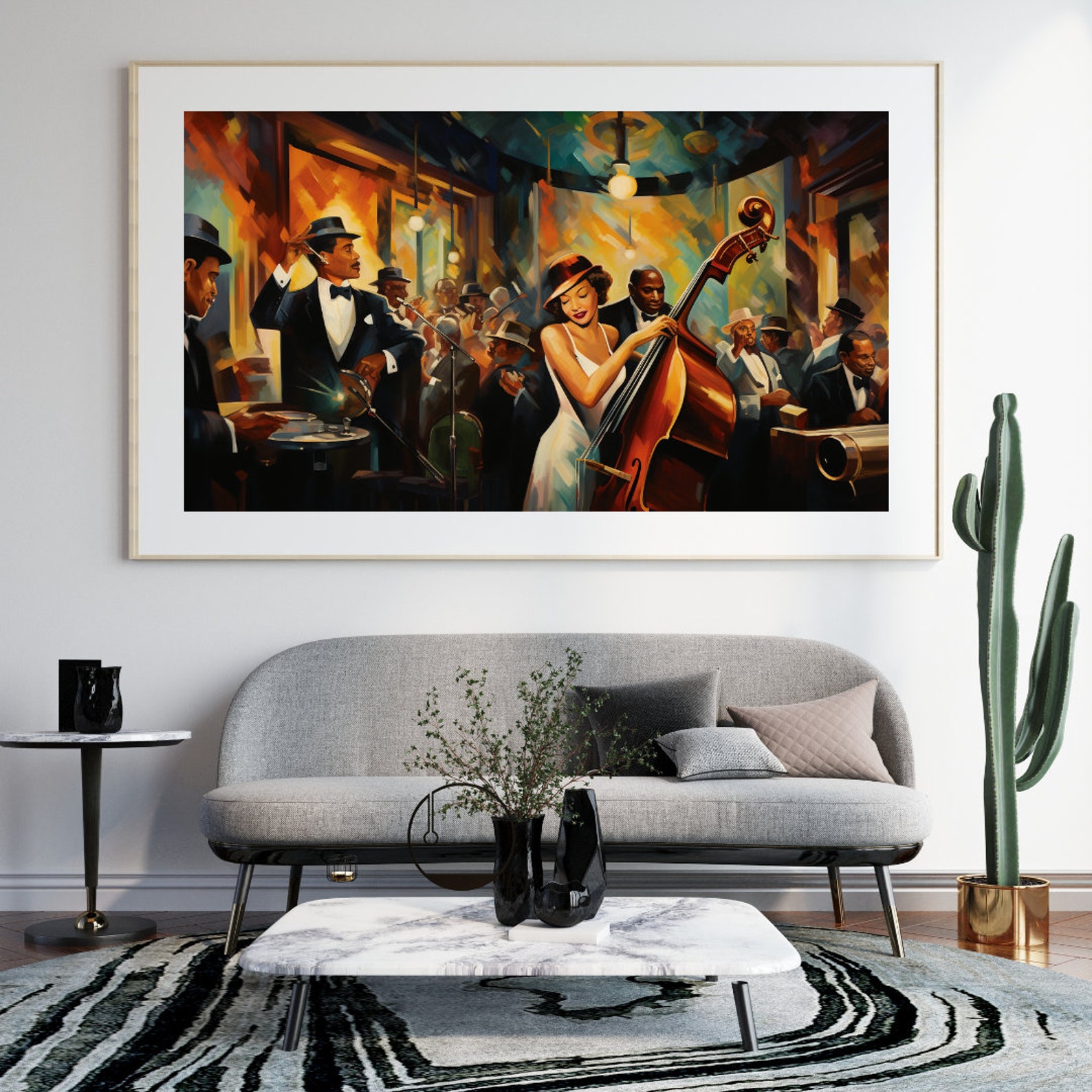 Swinging Nights: Expressionist Jazz Club Painting Wall Art Printable ...