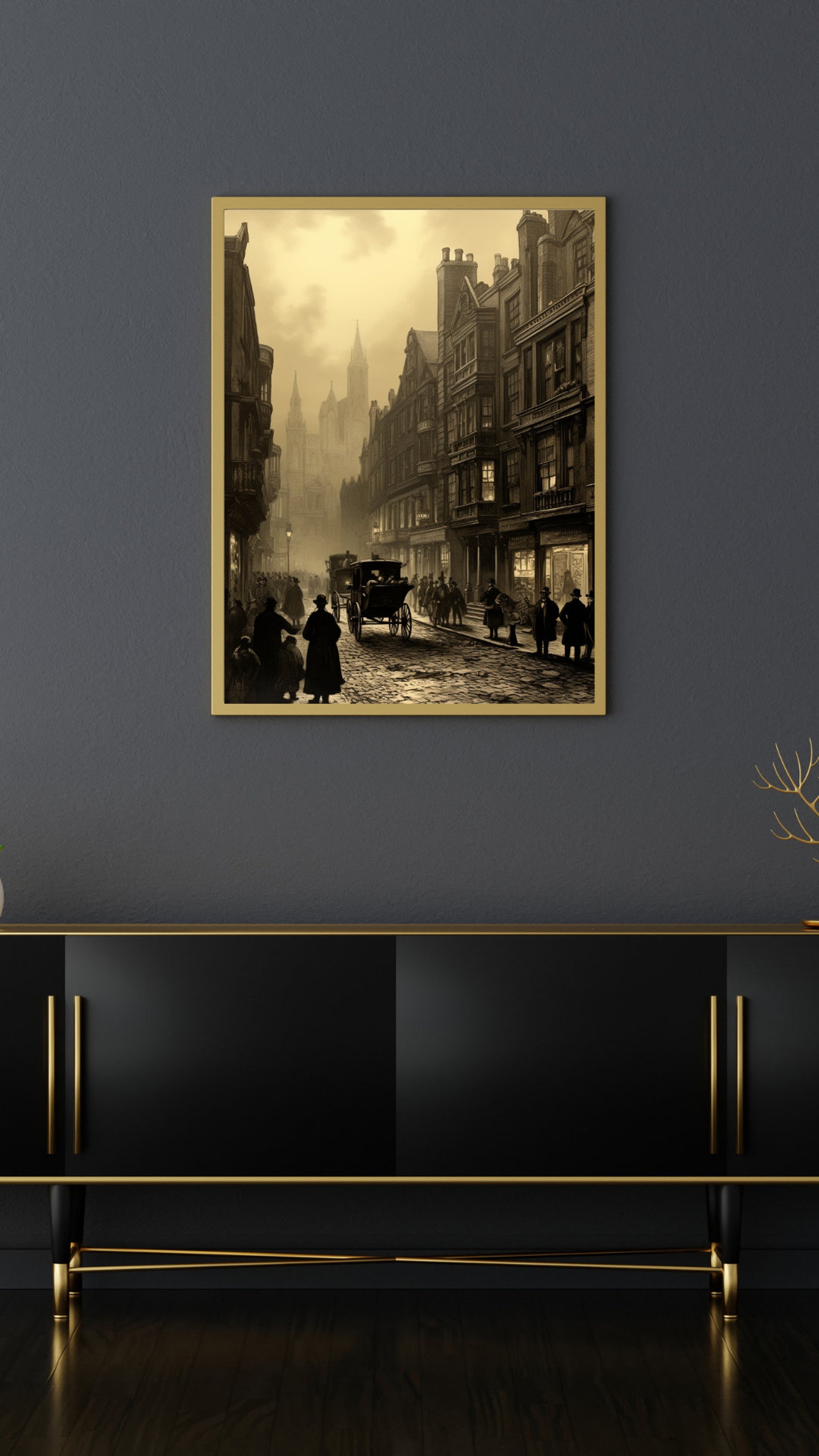 Victorian London Chronicles: Detailed Lithograph of Street Scene | Wall ...