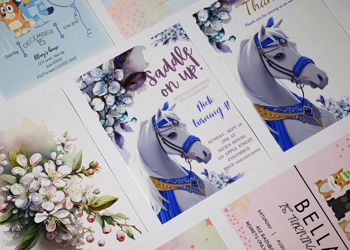 Editable Girl Birthday Invitation Canva Template Girl Party Invitation ...