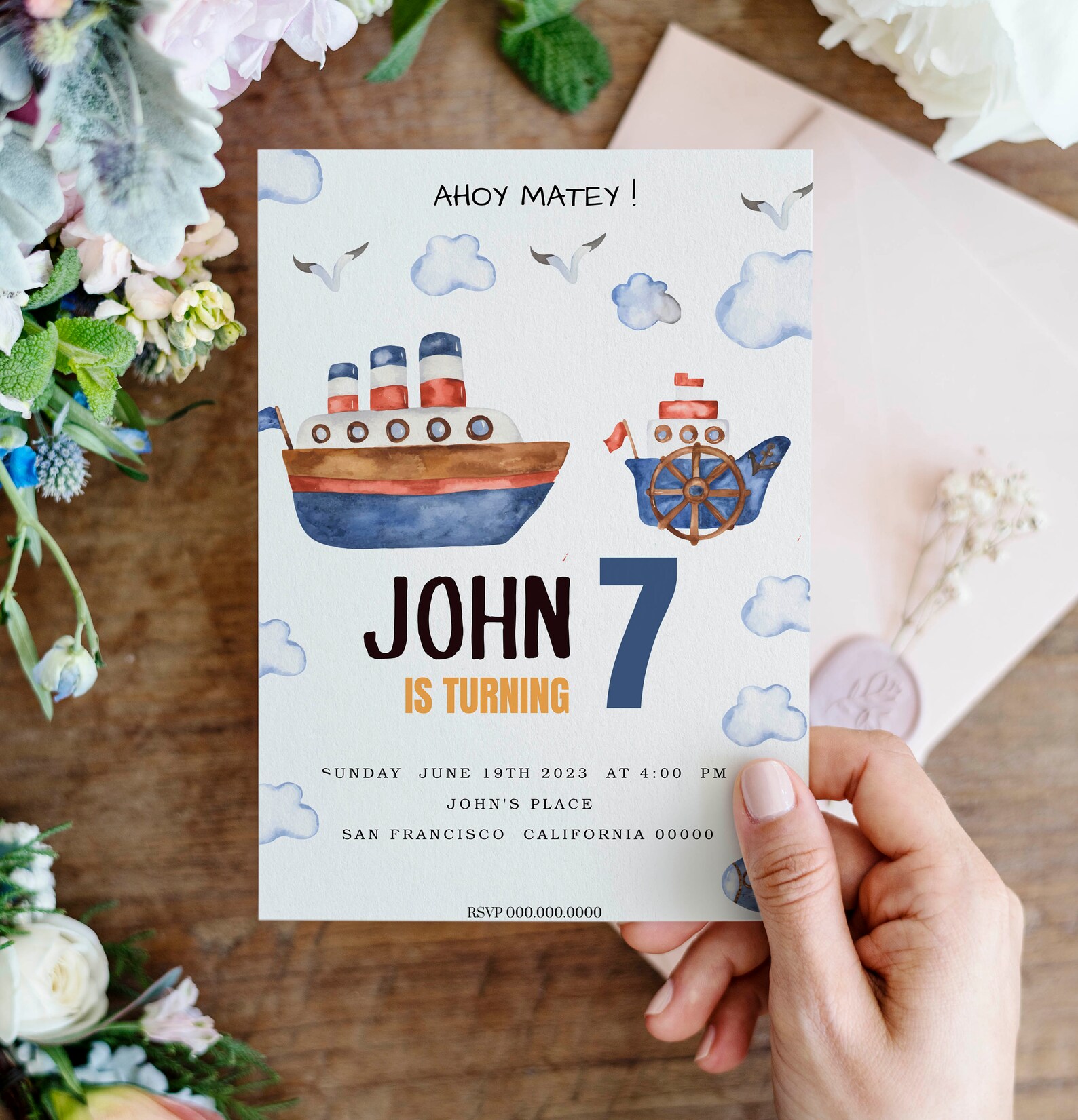 Editable Kids Birthday Invitation Canva Template Kids Party Invitation ...