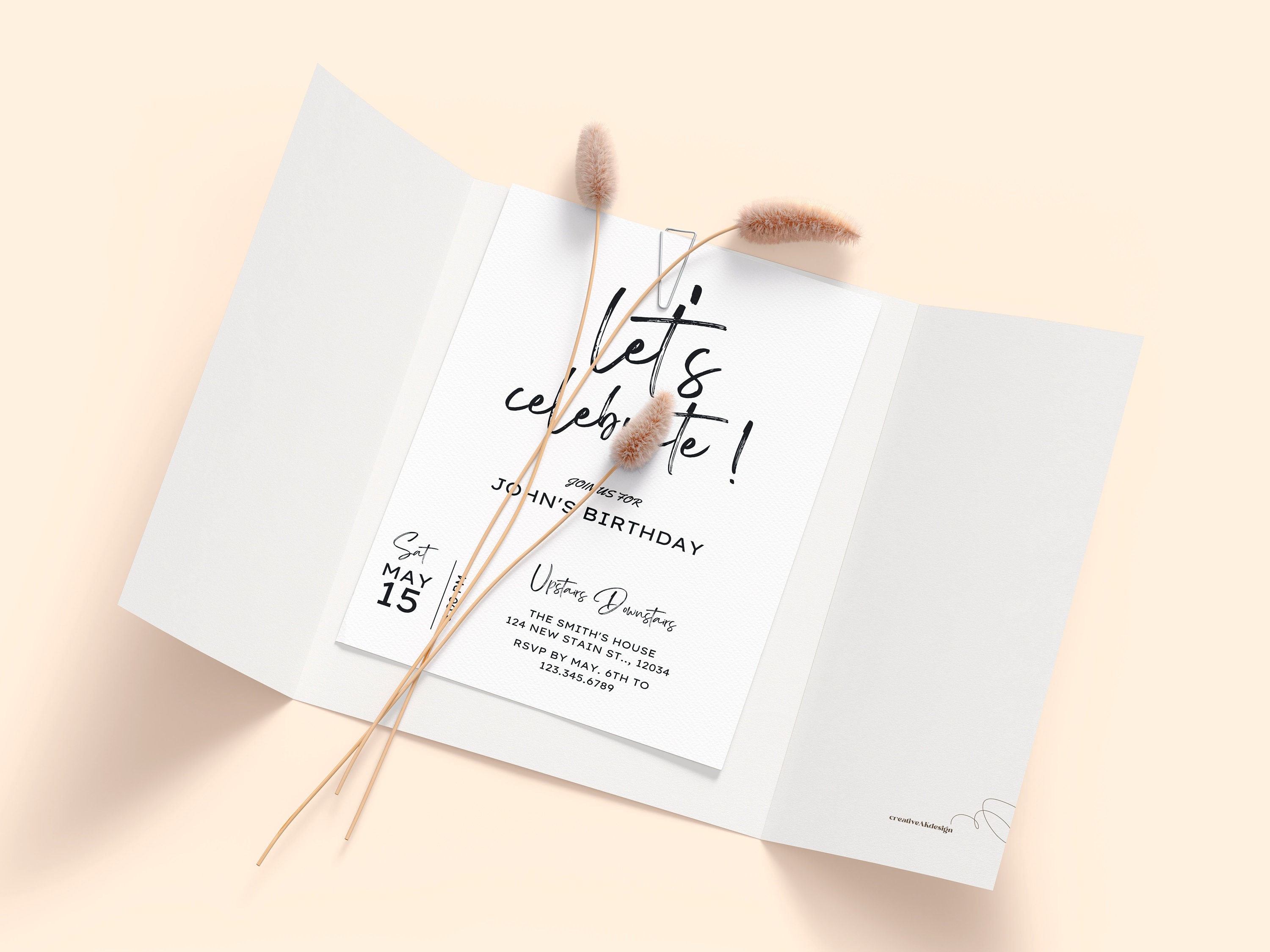 Editable Modern Birthday Invitation Canva Template Modern Party ...
