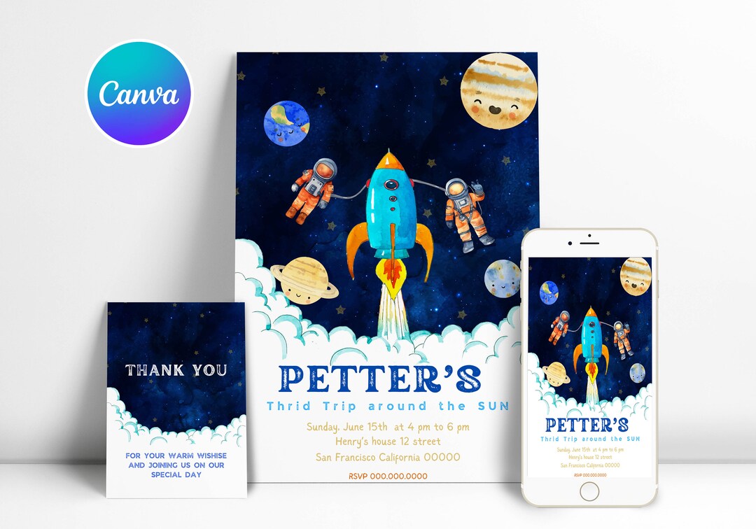 Kids Birthday Outer Space Birthday Invitation Template - Etsy