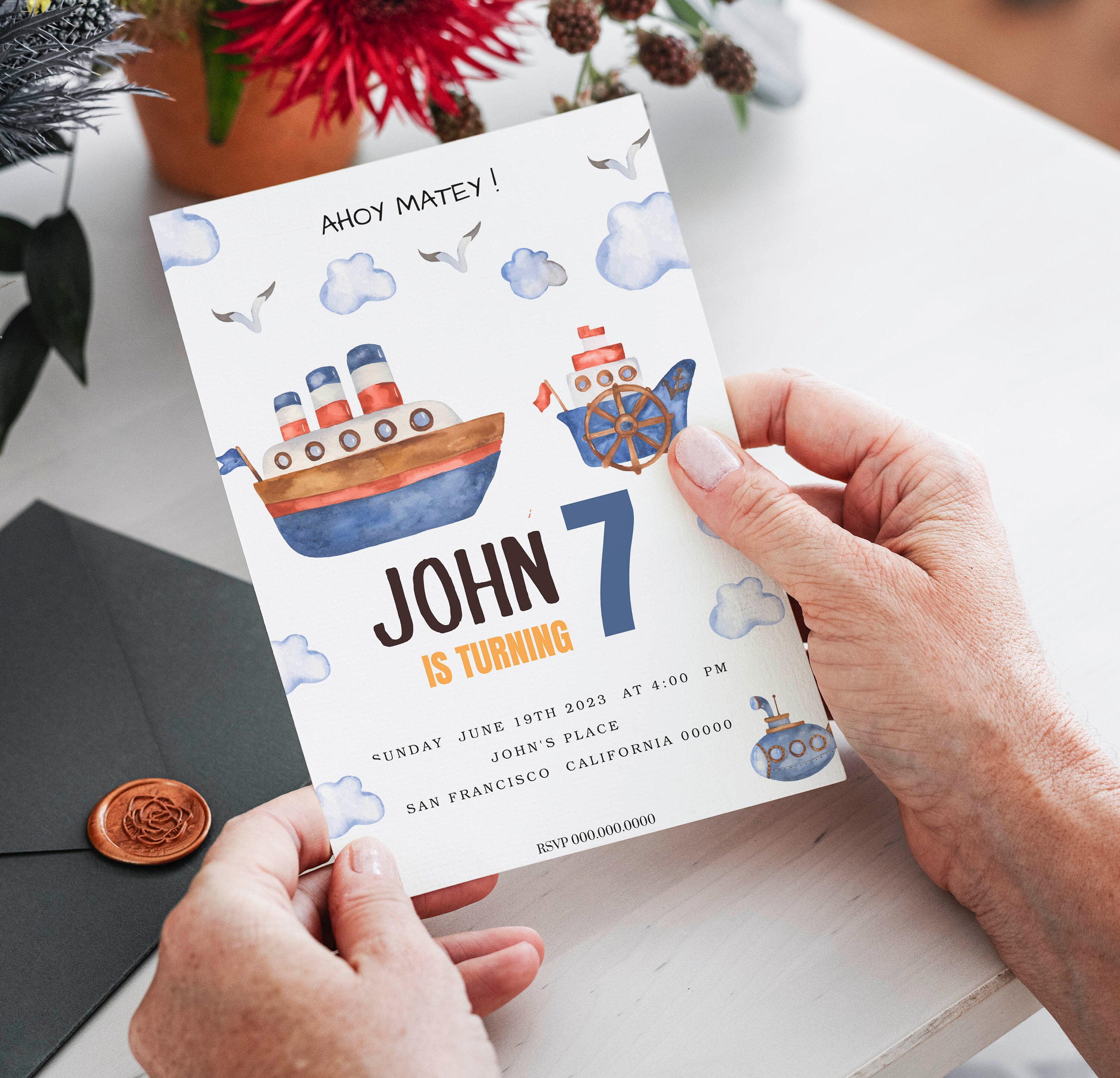 Editable Kids Birthday Invitation Canva Template Kids Party Invitation ...