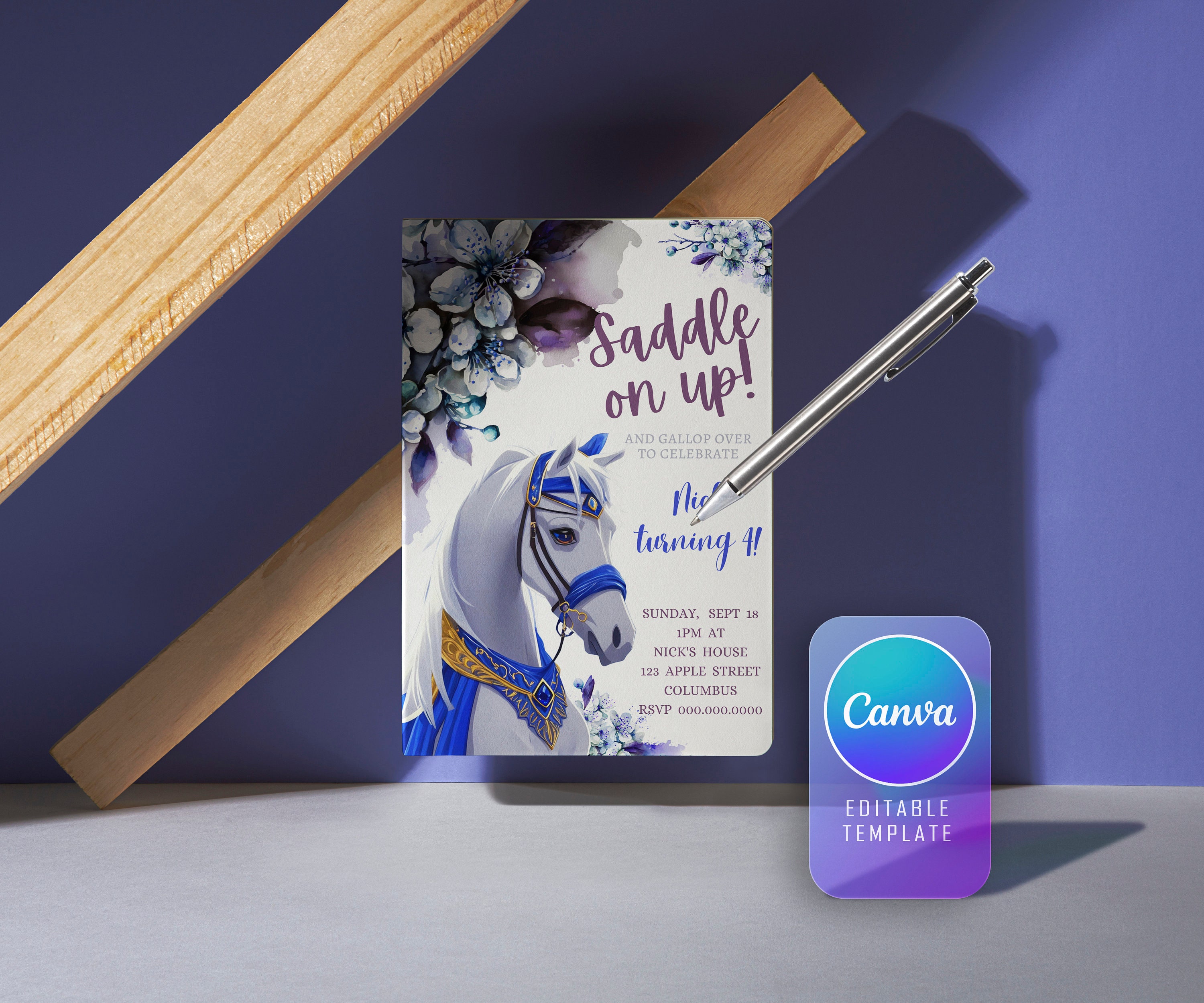 Editable Girl Birthday Invitation Canva Template Girl Party Invitation ...