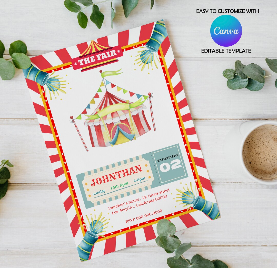 Carnival Ticket Birthday Invitation, Circus Ticket Invitation, Carnival ...