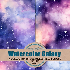 Funky Watercolor Galaxy Seamless Repeatable Patterns, Digital Paper ...
