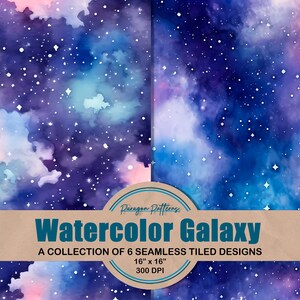 Funky Watercolor Galaxy Seamless Repeatable Patterns, Digital Paper ...