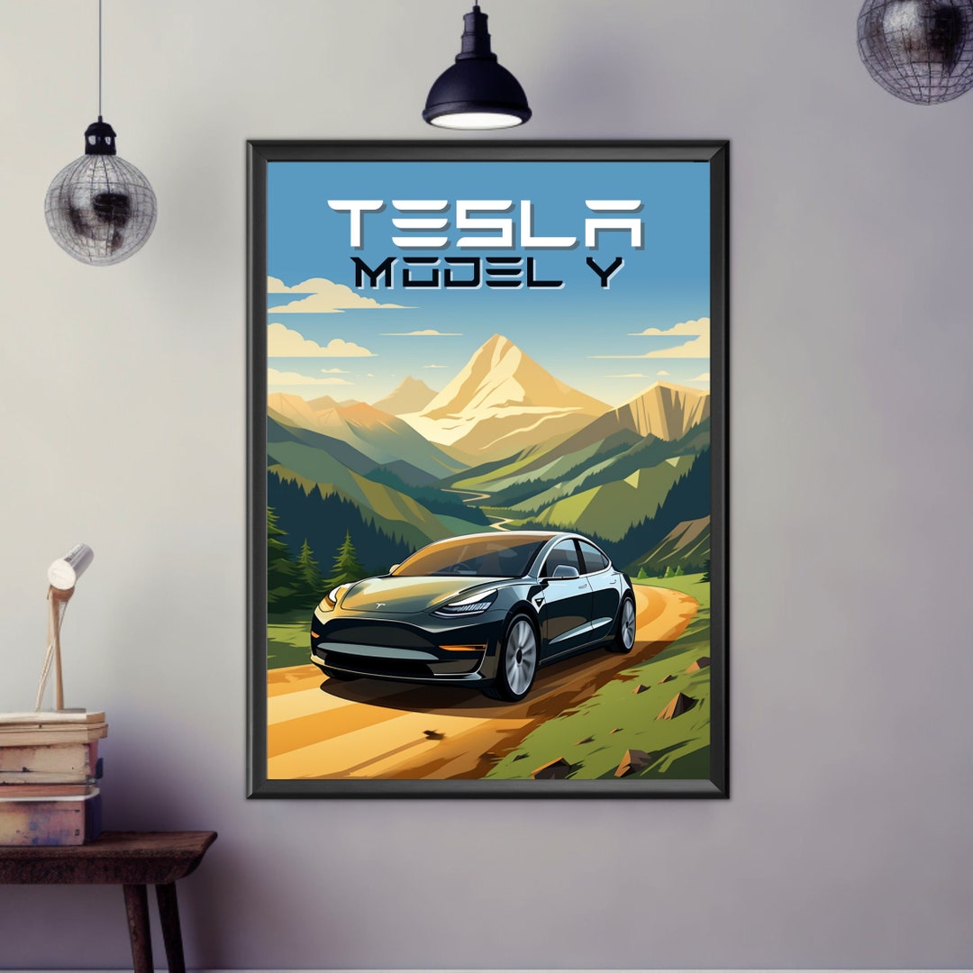 Tesla Model Y Poster Tesla Model Y Print 2010s Car Electric - Etsy Portugal