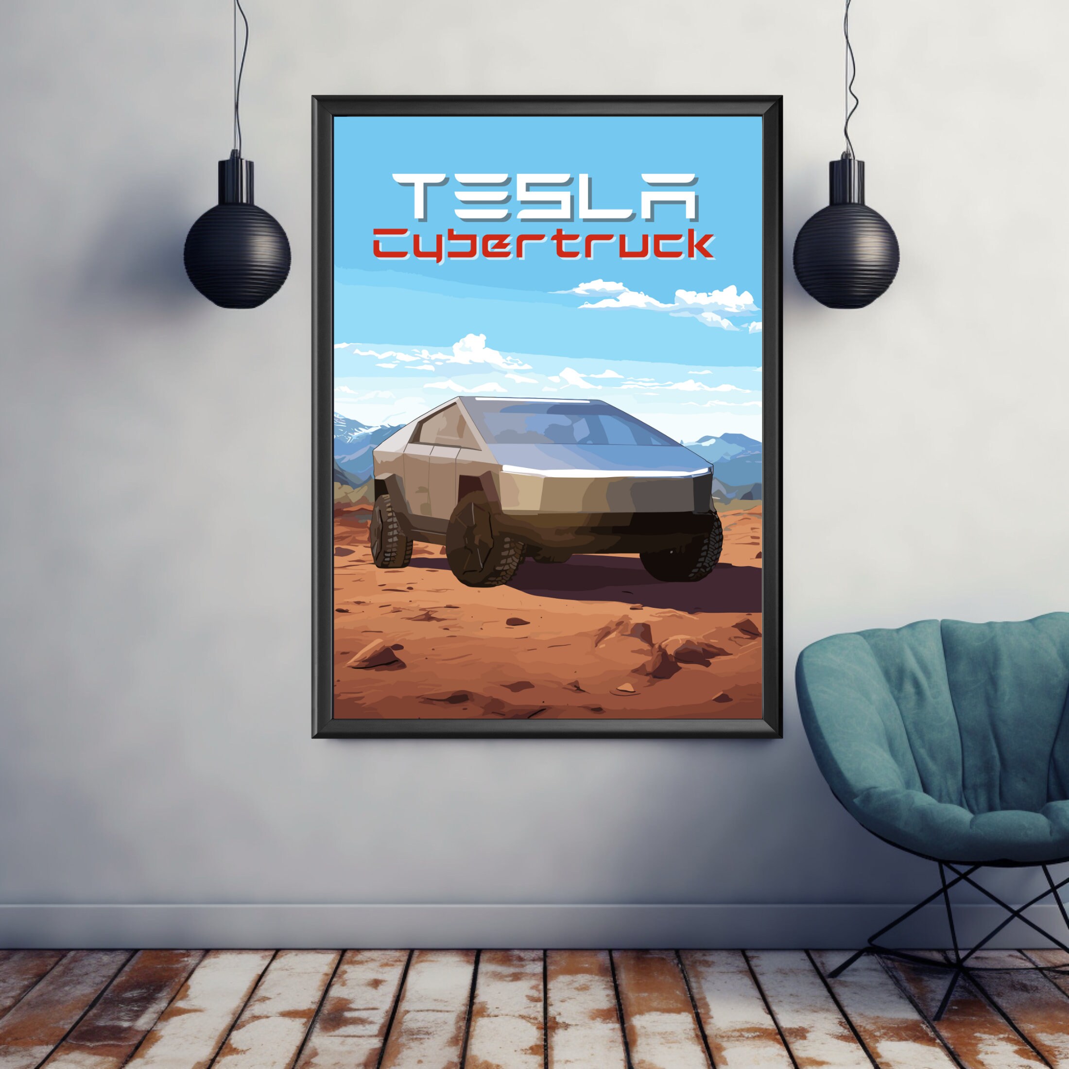 Tesla Cybertruck Poster, Tesla Cybertruck Print, 2020s Car, Electric ...