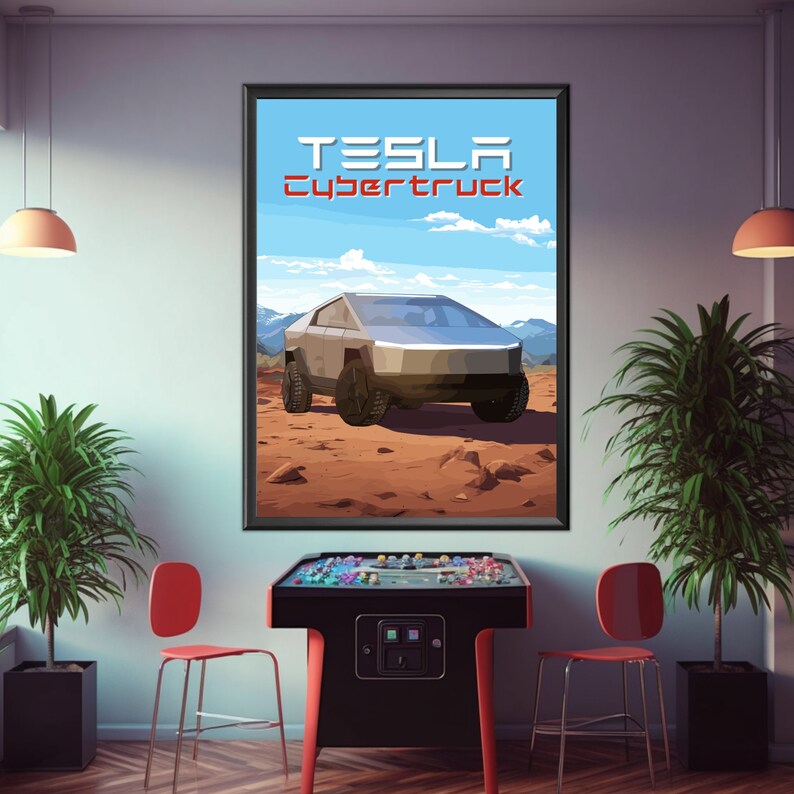 Tesla Cybertruck Poster, Tesla Cybertruck Print, 2020s Car, Electric ...