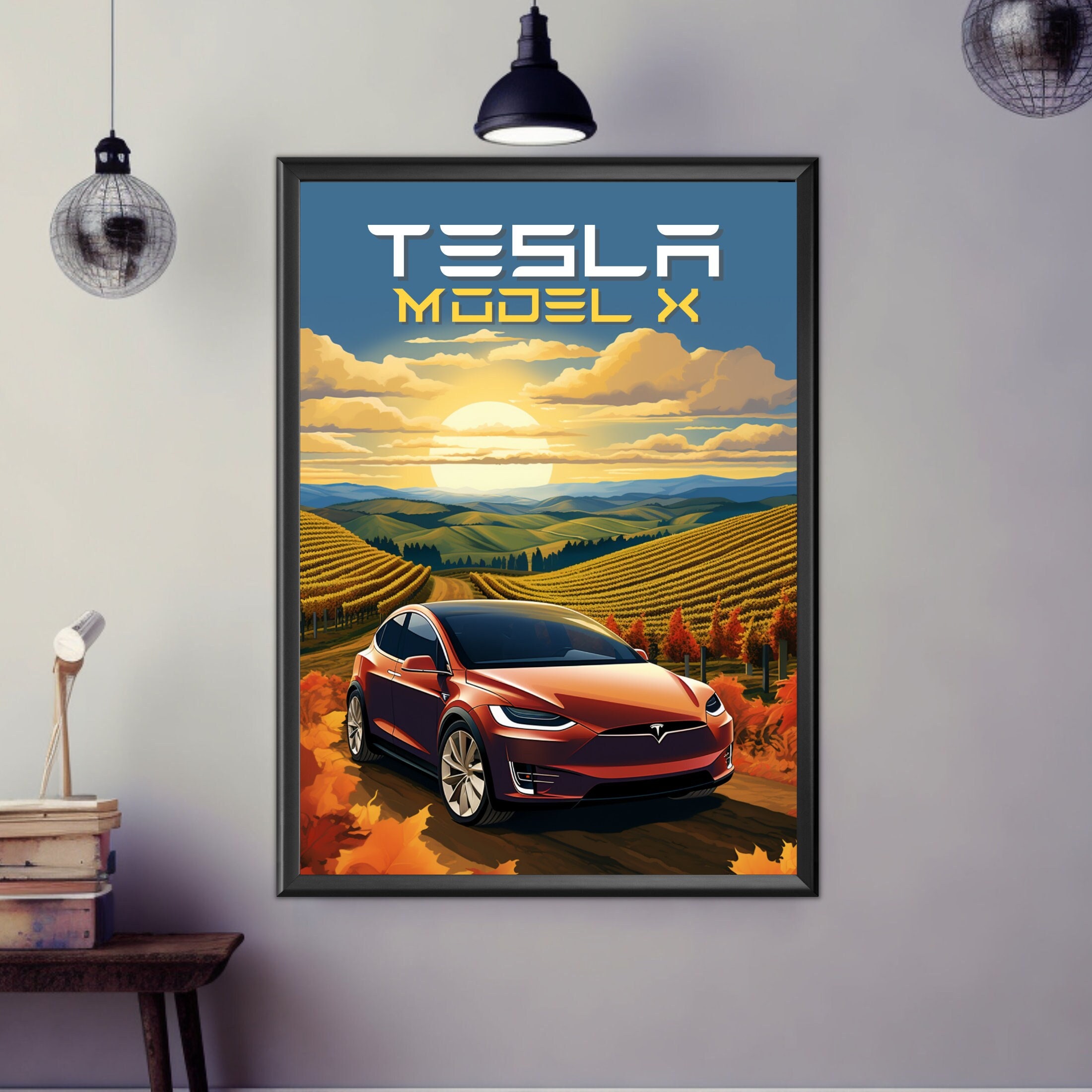 Tesla Model X Poster Tesla Model X Print 2010s Car Electric - Etsy