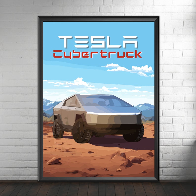 Tesla Cybertruck Poster, Tesla Cybertruck Print, 2020s Car, Electric ...