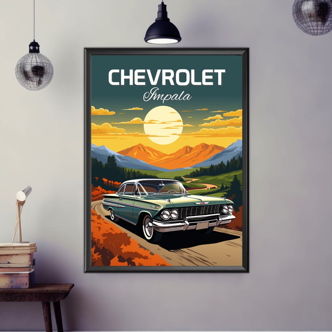 Chevrolet Impala Poster, 1960s Car Print, Chevrolet Impala Print, Car ...