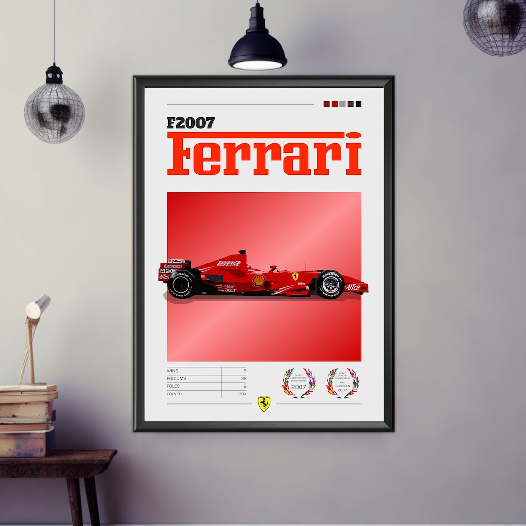 Ferrari F2007 Poster, Car Print, Ferrari F2007 Print, Car Art, Scuderia ...