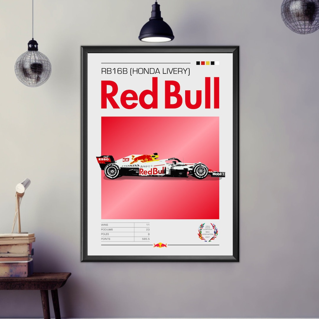 Red Bull RB16B Poster, Car Print, Red Bull RB16B Print, Car Art, Red ...