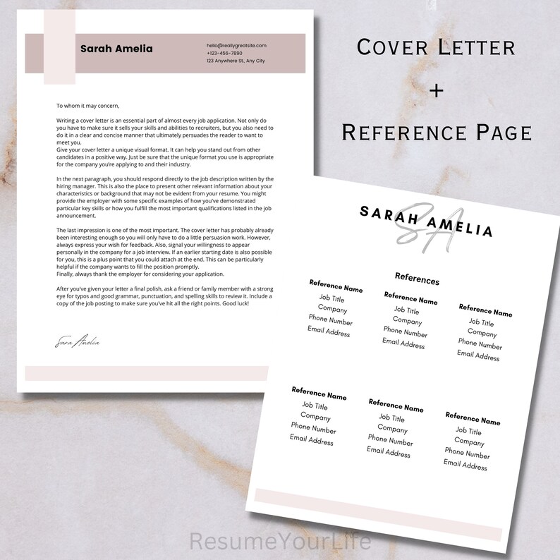 Resume and Cover Letter Template, CV Resume Template, Canva Resume ...