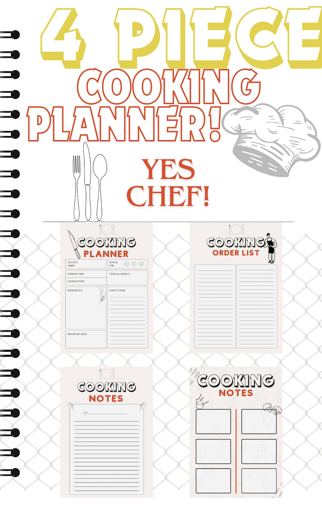 4 Piece Cooking Planner 1 PDF Digital Planner - Etsy
