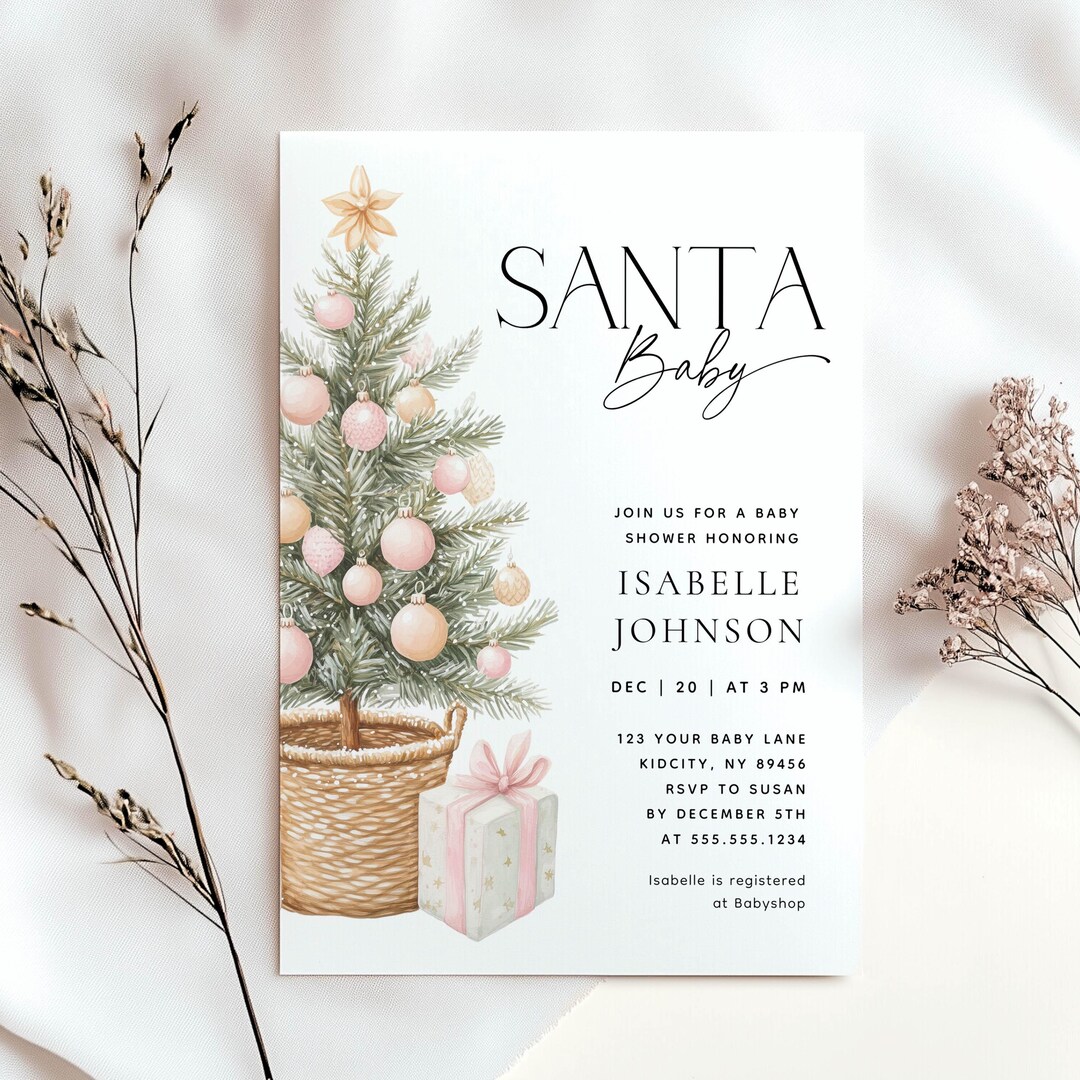 Santa Baby Shower Invitation Template: Editable Christmas Invite ...