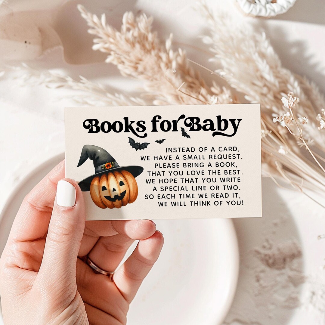 Halloween Pumpkin Books for Baby Invitation Insert (editable Template ...