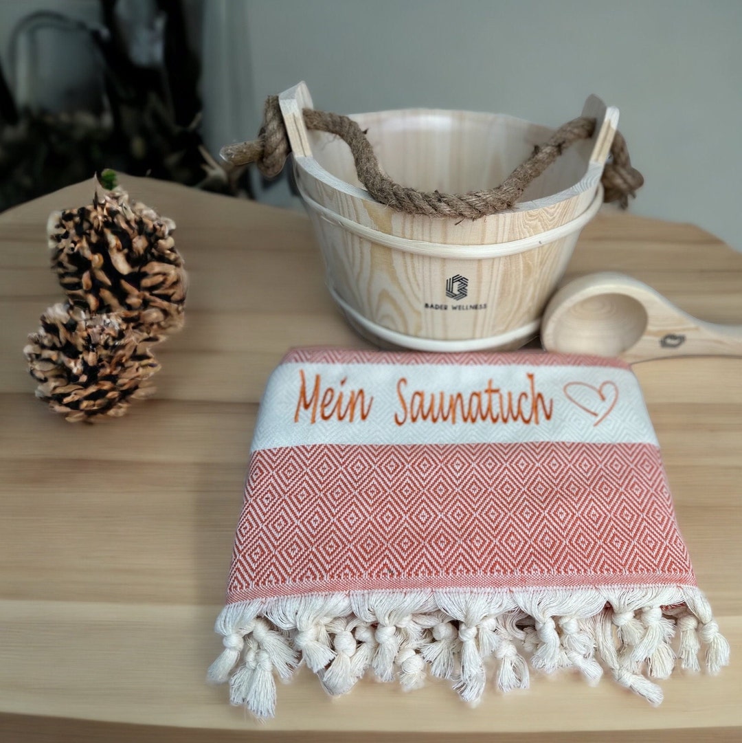 Sauna Towel With Name Made of Cotton, 100x180 Embroidered Gift Birthday ...