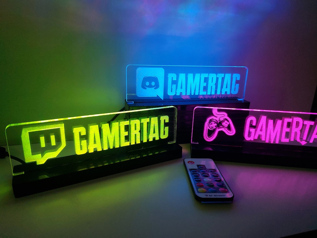 Game Room Light Sign, Personalized Gamertag Sign, RGB Gamertag Table ...