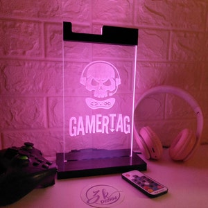 RGB Illuminated Personalized Gamertag Acrylic Headphone Stand ...