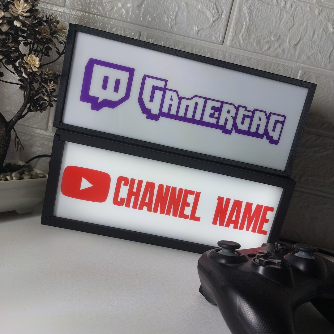 Customizable Gamertag Sign Light Box, Youtube Channel Name, Game Room ...