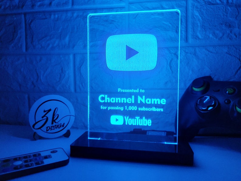 Custom RGB Acrylic Youtube Play Button Plaque Personalized - Etsy