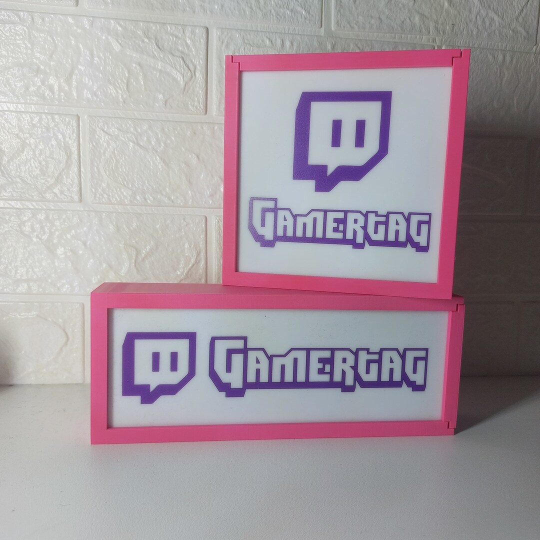 Personalized Pink Gamer Girl Light Box Custom 3D Lettering & Logo, Usb ...