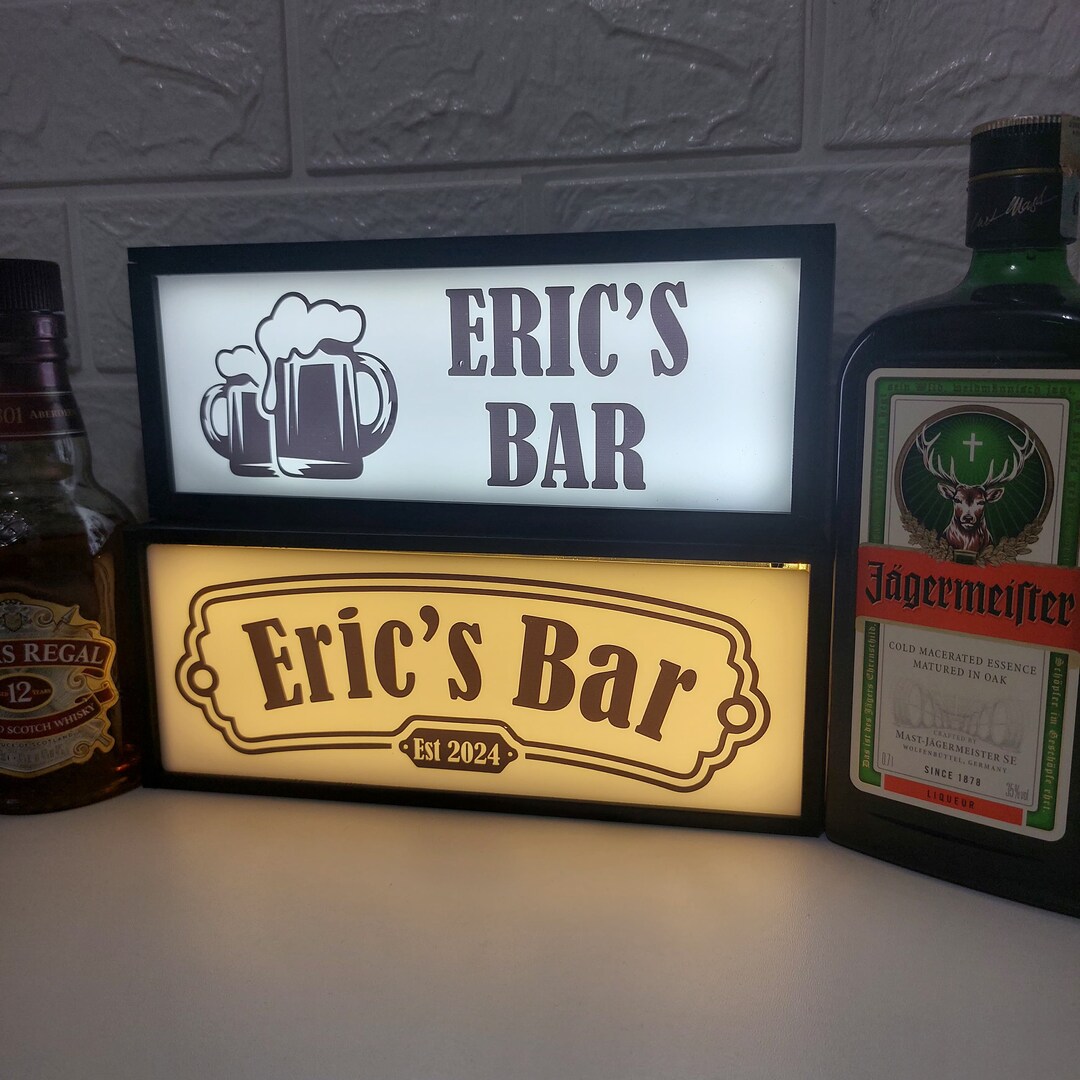 Personalized 3dlightbox Barsign,custom Bar Logo or Name,home Bar Decor ...