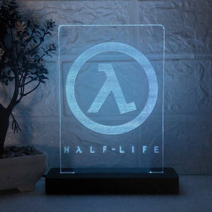 Half-life Logo RGB Acrylic Engraving Night Light - Handmade Game Room ...