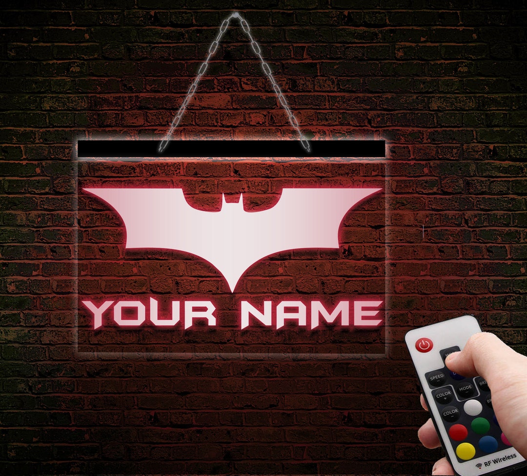 Personalized Bat Fan Decor, Bat Name Sign, Bat Neon Sign, Man Cave ...