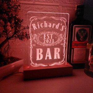 Personalized Lighted Bar Sign,custom Acrylic Bar Name Plaque, Home Bar ...