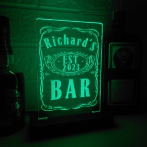 Personalized Lighted Bar Sign,custom Acrylic Bar Name Plaque, Home Bar ...