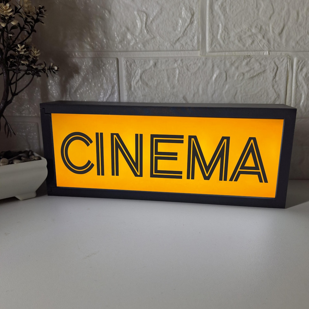 Cinema Sign, Cinema Light Box,cinema Room Light Box, Room Door Sign ...
