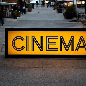 Cinema Sign, Cinema Light Box,cinema Room Light Box, Room Door Sign ...