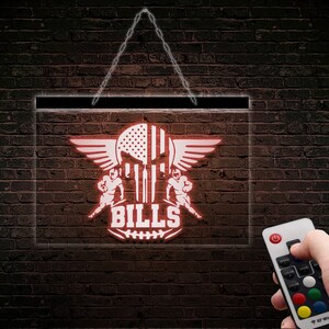 Buffalo Bills Fan Decor, Light Wall Sign, Man Cave Gifts, Buffalo Bills ...