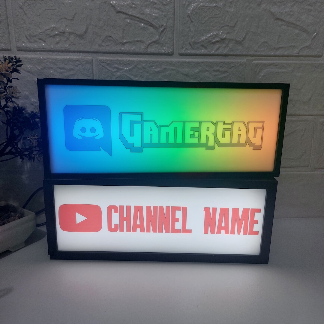 Customizable Gamertag Sign Light Box, Youtube Channel Name, Game Room ...