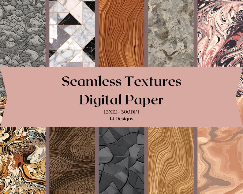 Textures Digital Paper Patterns – Seamless Textures – 14 Designs ...