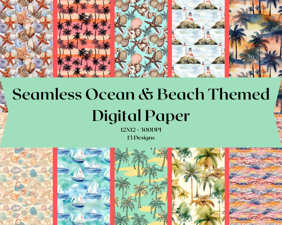 Ocean & Beach Digital Paper Patterns – Seamless Textures – 13 Designs ...