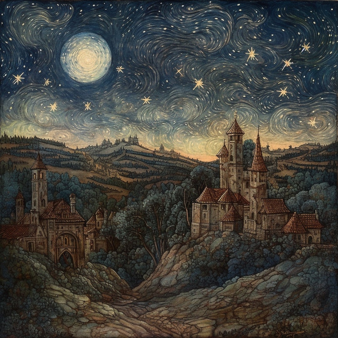 The Starry Night (famous Art Reimagined) Digital Art File, High ...
