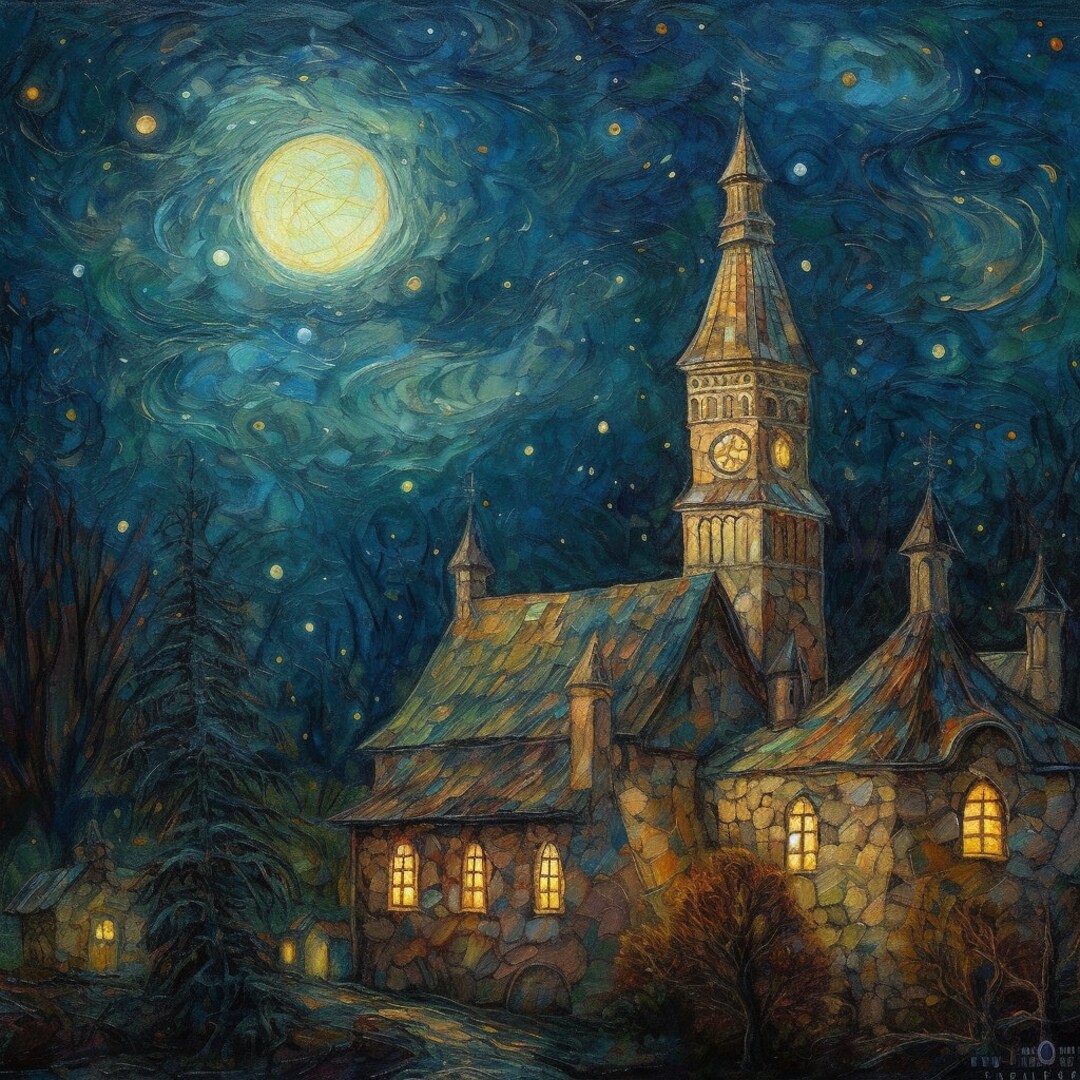 The Starry Night famous Art Reimagined Digital Art File, High ...